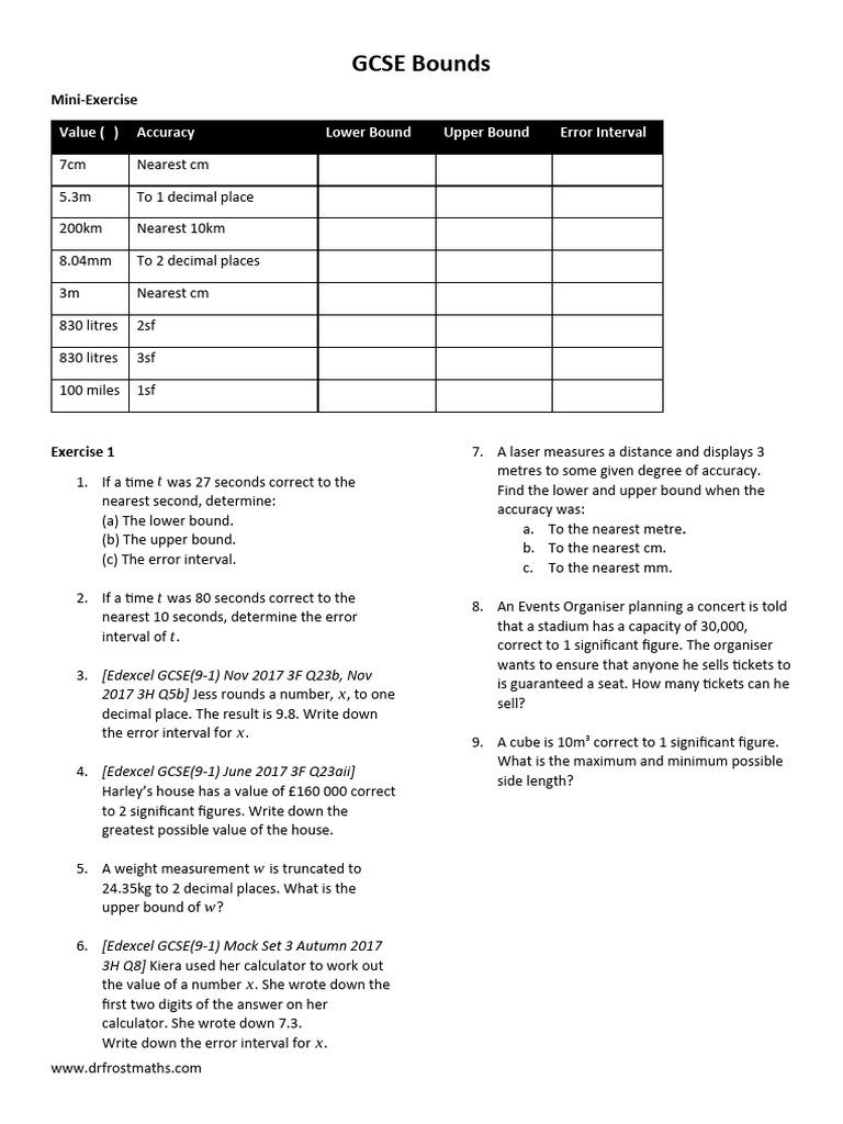 GCSE-Bounds | PDF | Significant Figures | Pi