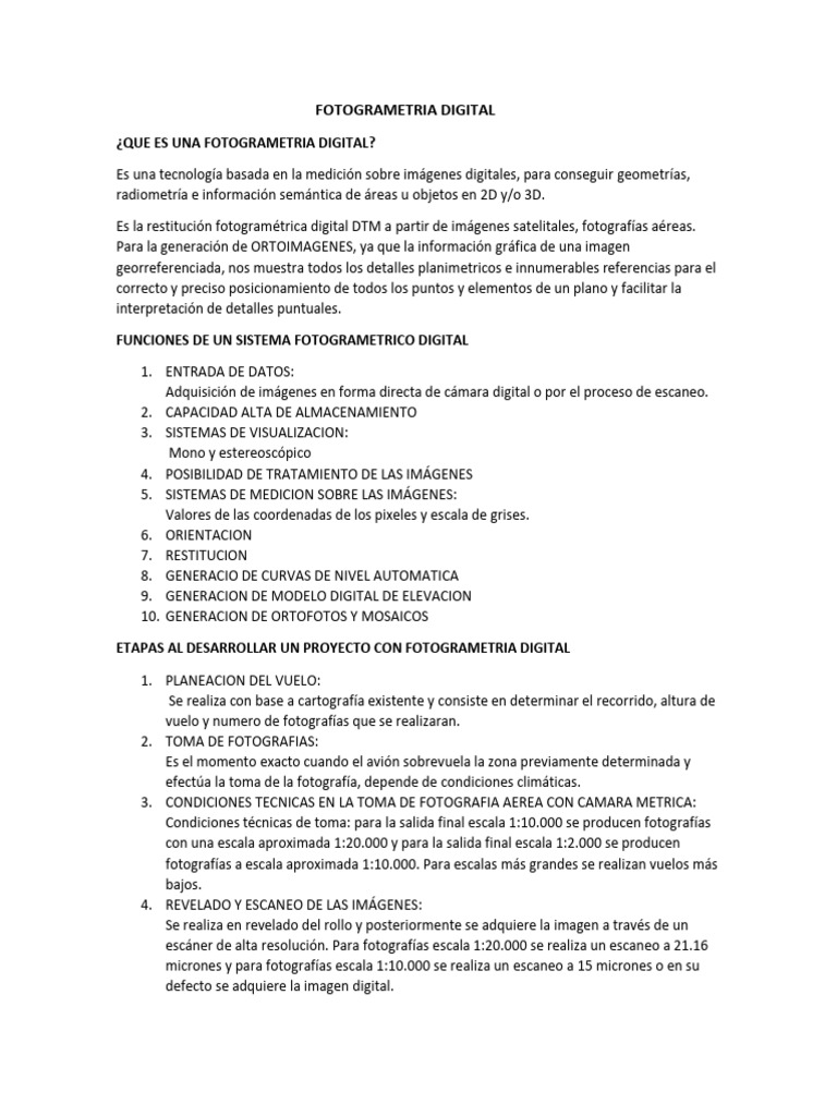 Fotogrametria Digital | PDF | Sistema de información geográfica | Imagen