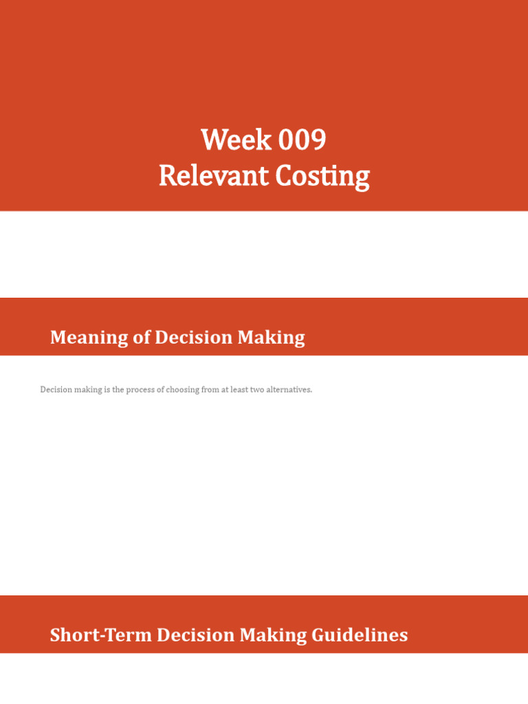 008 Relevant Costing | PDF | Profit (Economics) | Cost