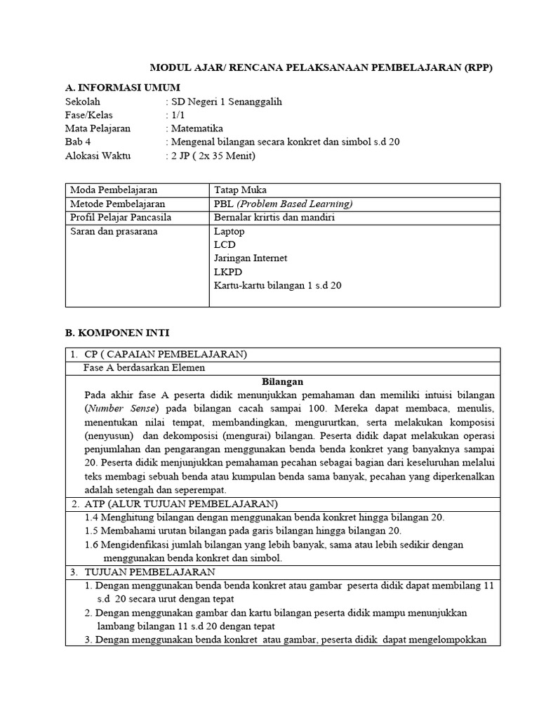 RPP Supervisi KLS 1 Kumer | PDF