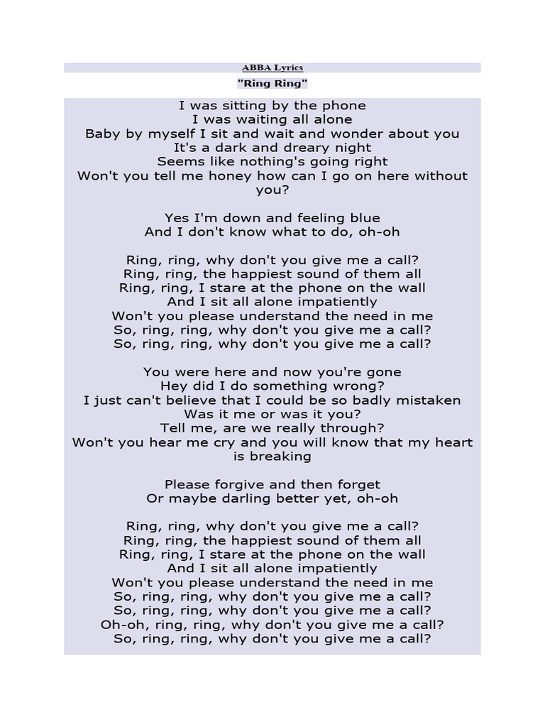 ABBA Lyrics | PDF | Poetry