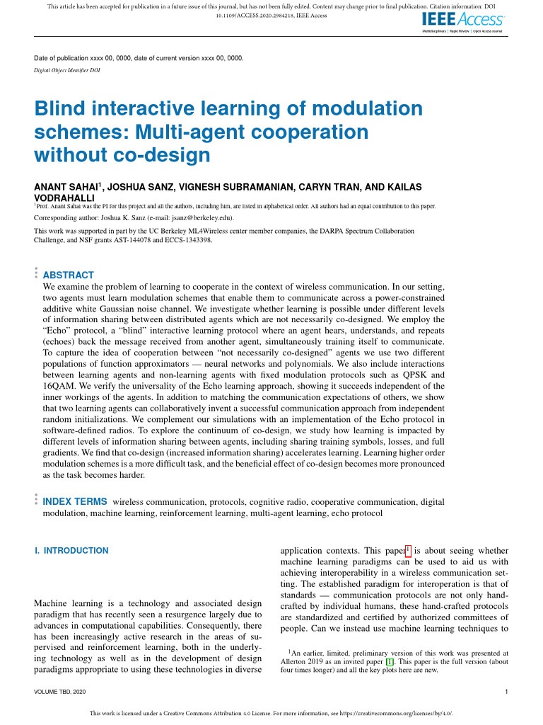 Blind Interactive Learning of Modulation Schemes M | PDF | Modulation | Computer Engineering