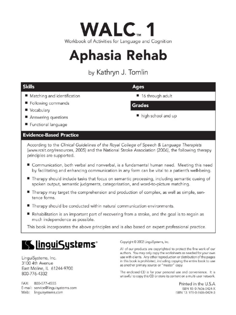 Walc 1 Aphasia Therapy-1 (001-050) | PDF