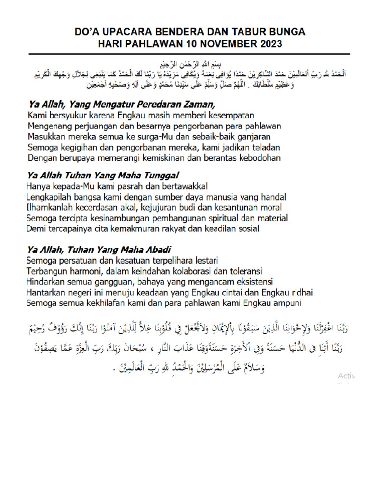 Doa Hari Pahlawan 2023 | PDF
