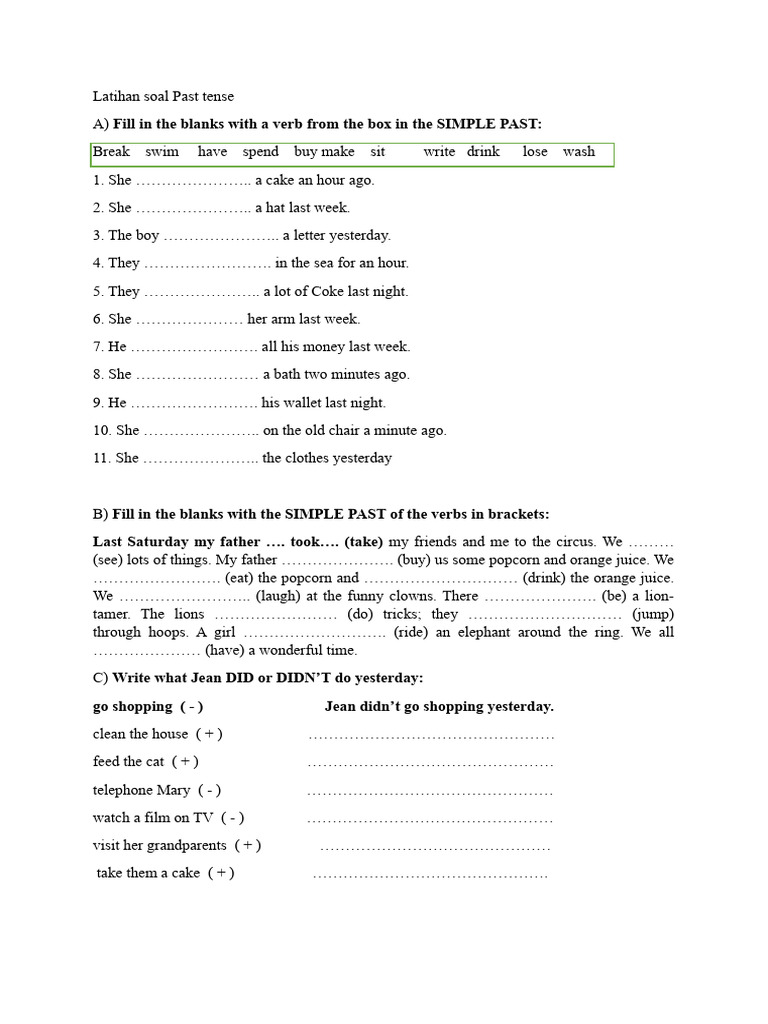 Latihan Soal Past Tense PDF | PDF | Linguistic Morphology | Language ...