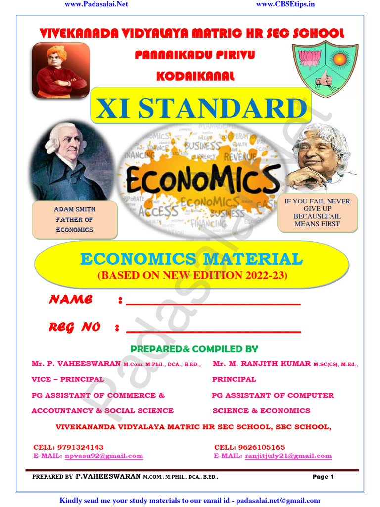 11th Economics Study Materials 2022 2023 English Medium PDF Download | PDF | Economics ...