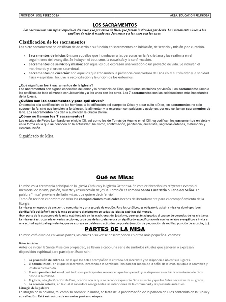 Los Sacramentos | PDF | eucaristía | Confirmación