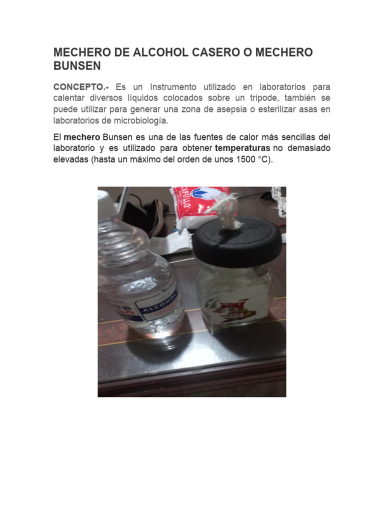 Mechero de Alcohol Casero o Mechero Bunsen | PDF | Química | Procesos ...