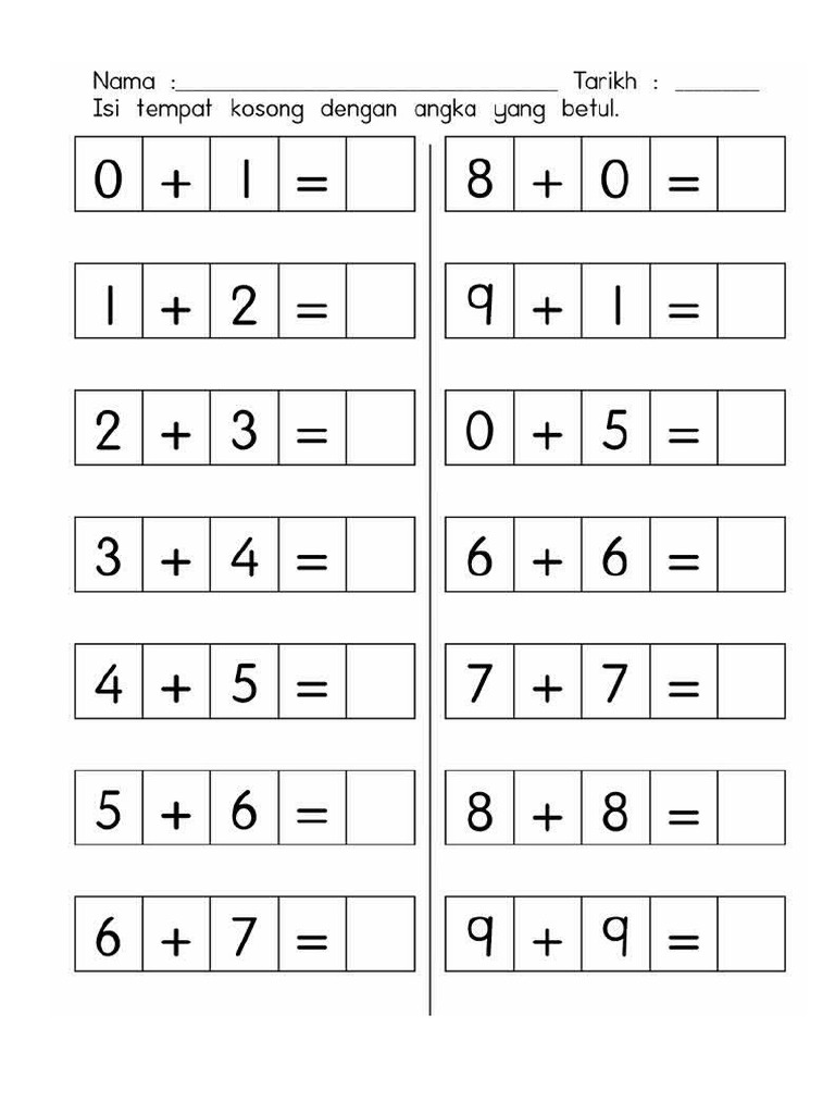 Lembaran Kerja (Matematik Awal) | PDF