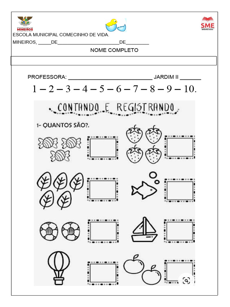 Atividades Matemática Jardim II 16 A20 | PDF