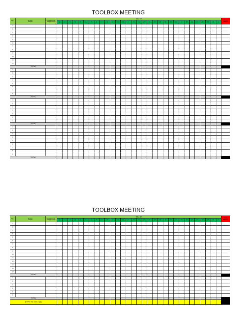 Toolbox Meeting Attendance Log | PDF