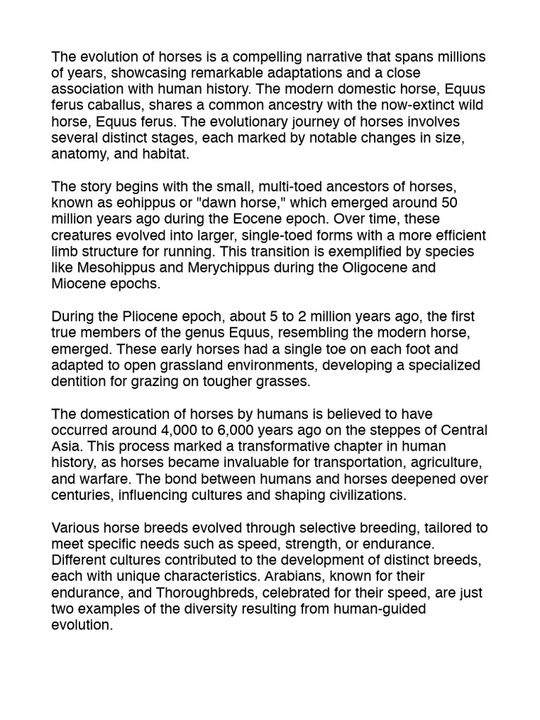 Horse Evolution Pdf Horses Equus Genus