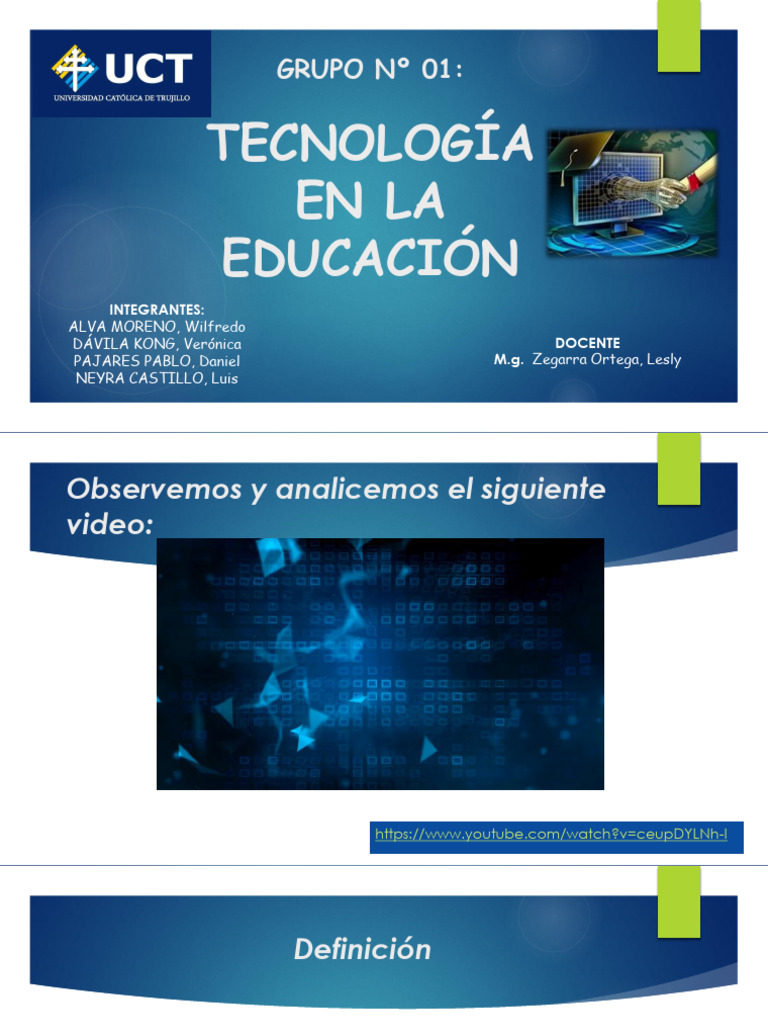 Grupo #01 - Tecnología en La Educación - Exposicion | PDF | Enseñando | Tecnología de ...
