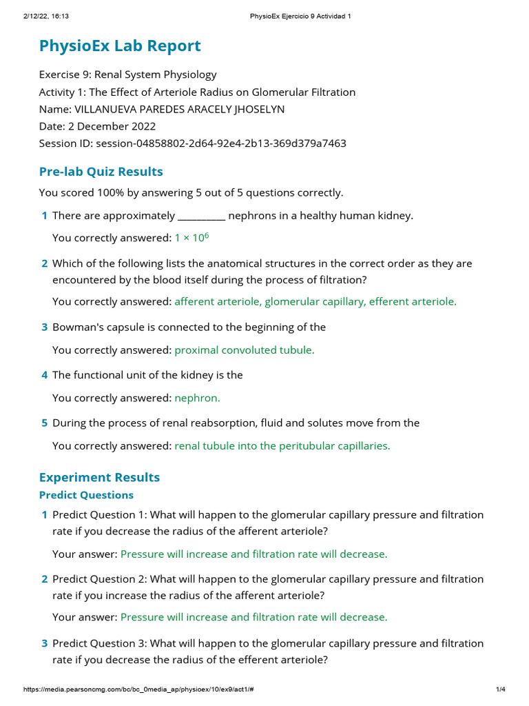 PhysioEx Ejercicio 9 Actividad 1 | PDF | Kidney | Endocrine System