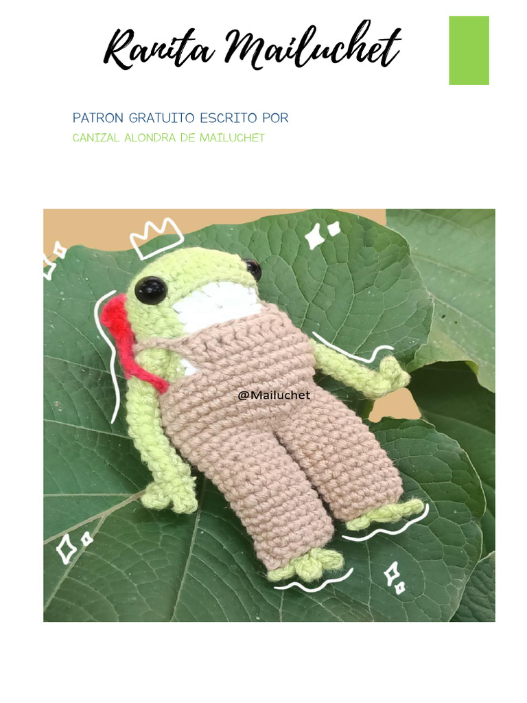 Patrón Ranita Kawaii a Crochet | PDF | Métodos y materiales de enseñanza