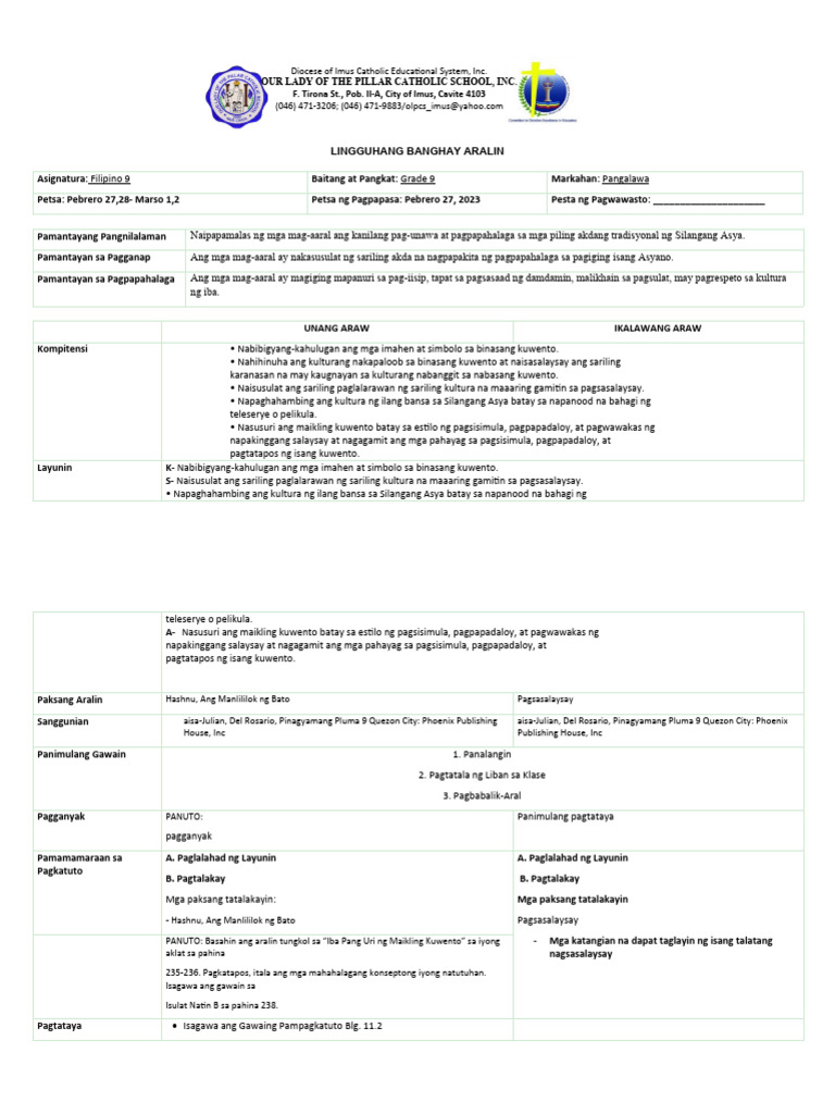 filipino-Learning-Plan-module 13 | PDF