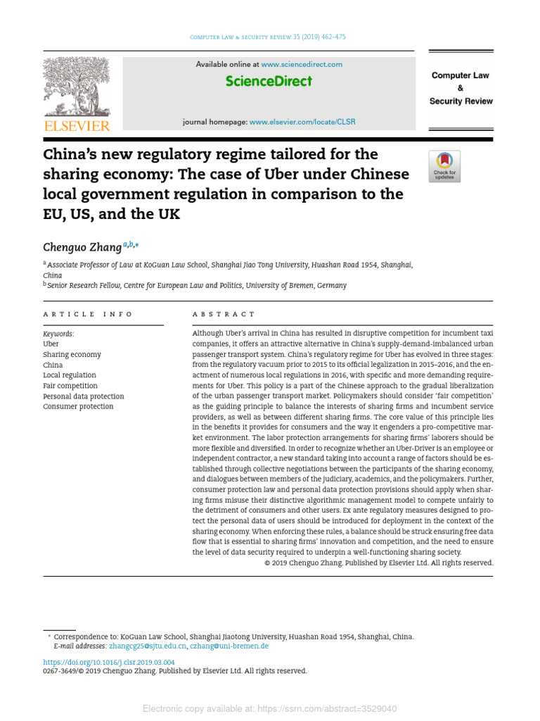 Regulation Uber | Download Free PDF | Sharing Economy | China