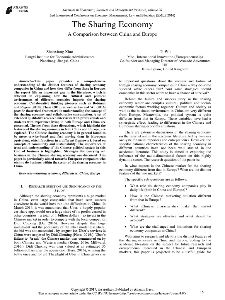 Sharing Economy | PDF | Sharing Economy | Entrepreneurship