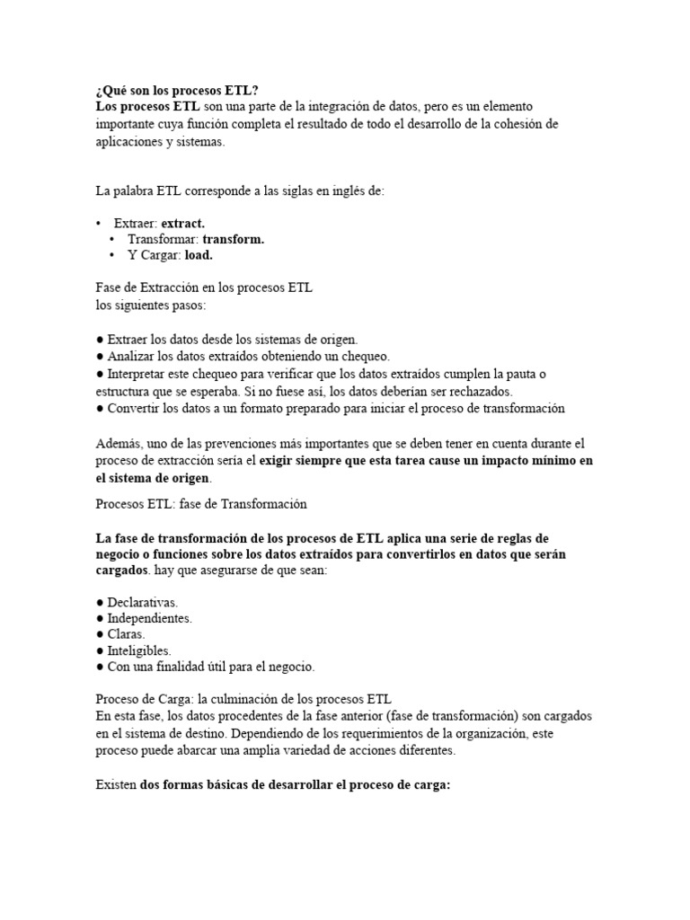 Qué Son Los Procesos ETL | PDF | Servidor SQL de Microsoft | Active X Data Objects