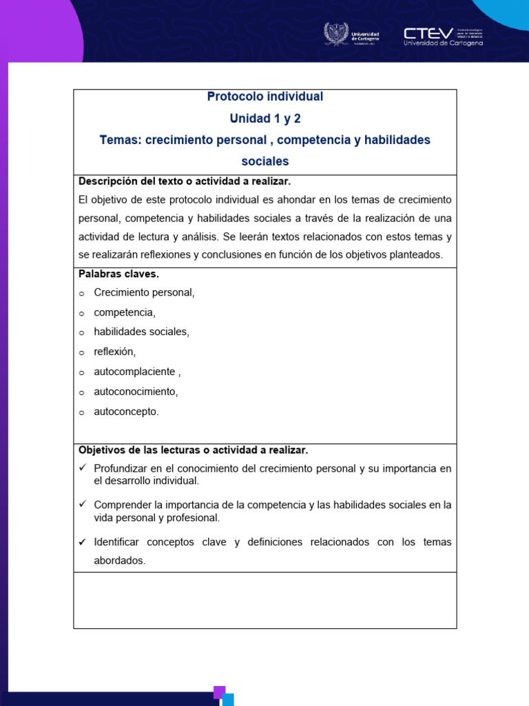 PROTOCOLO INDIVIDUAL Catedra 1,2,3,4 | PDF | Motivación | Motivacional