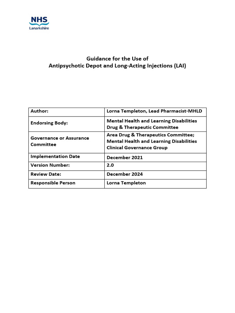 Use of Antipsychotic Depot and Long Acting Injections Lai Dec 2021 ...