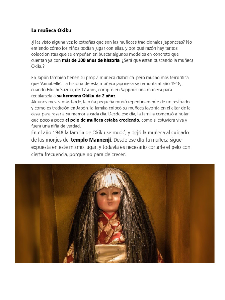 La Muñeca Okiku | PDF | Muñecas