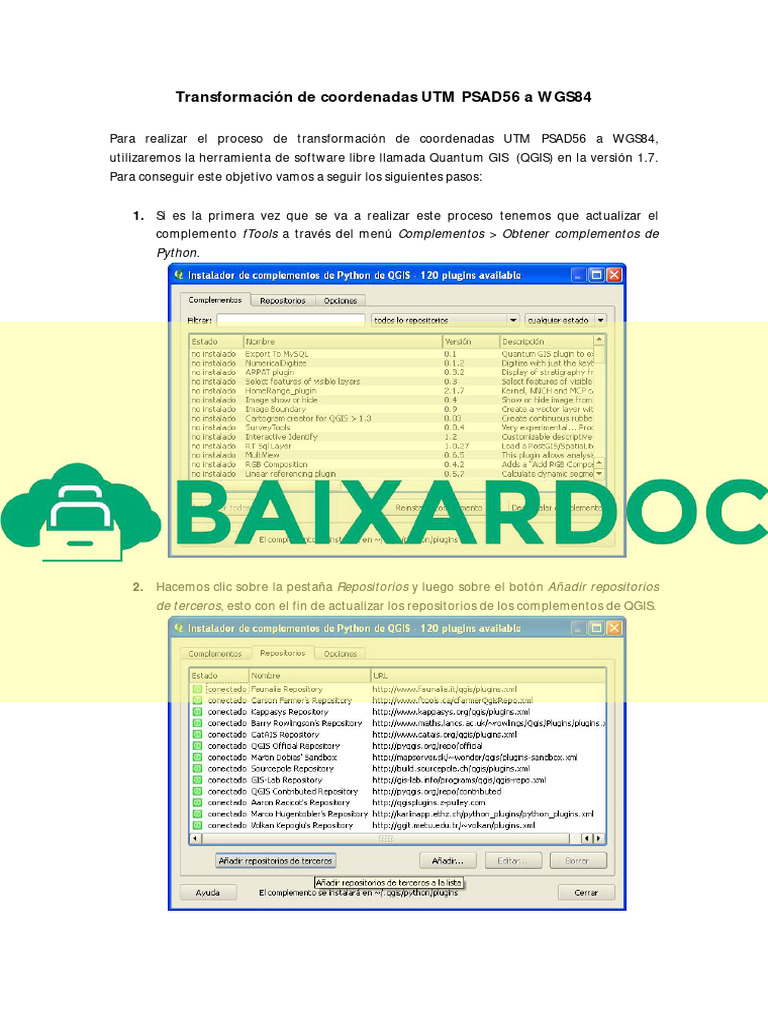 Transformacion de Coordenadas Utm Psad56 A wgs84 | PDF | Ventana (informática) | Software del ...