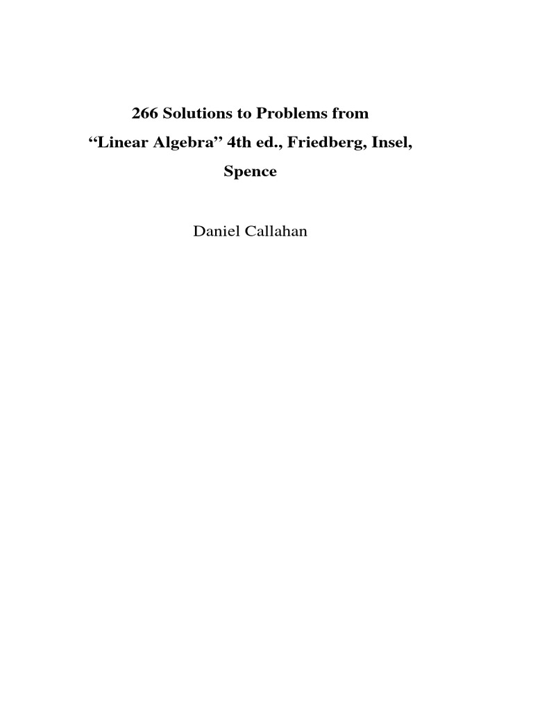 266 Solutions To Problems From Linear Al Pdf Linear Subspace