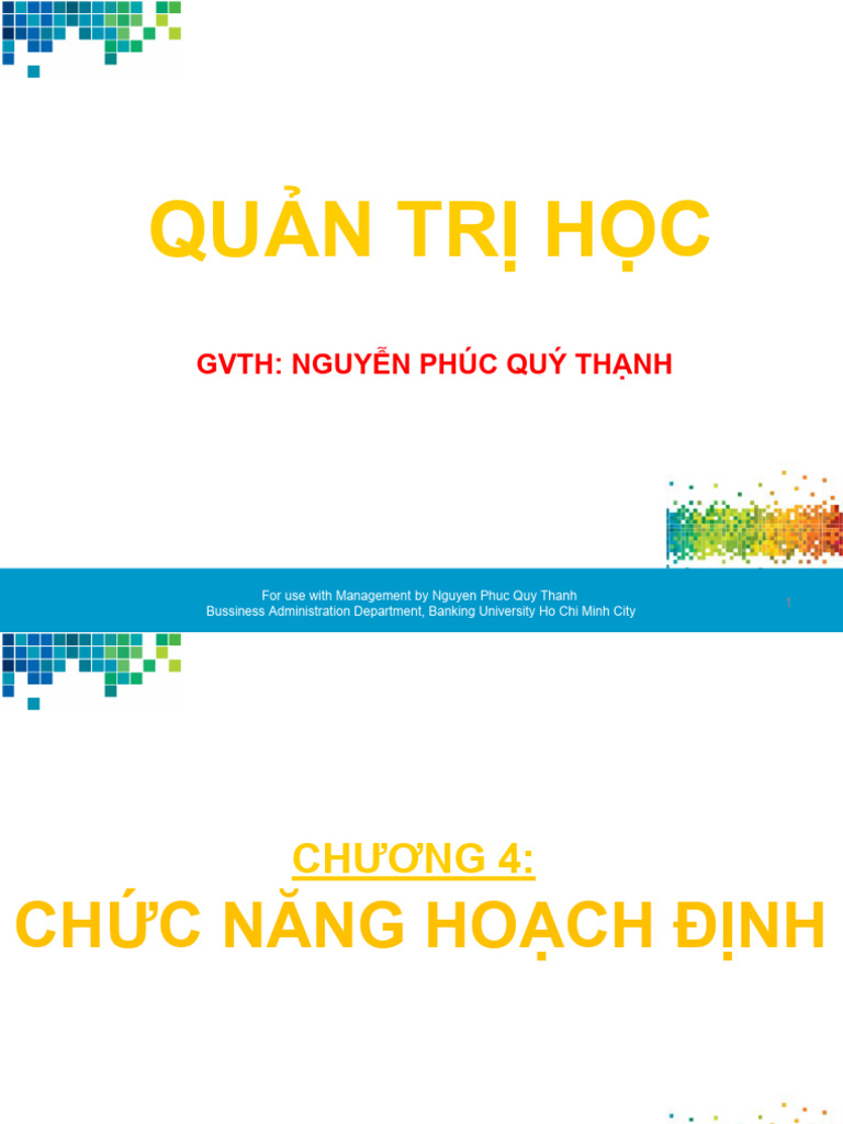 Quan Tri Hoc - Chuong 4 Chuc Nang Hoach Dinh | PDF