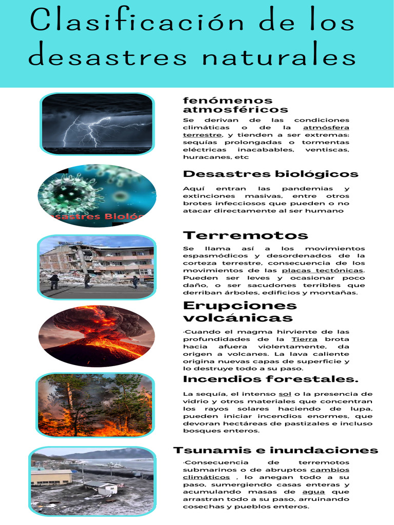 Infografía Desastres Naturales Ilustrado Minimalista Azul | PDF