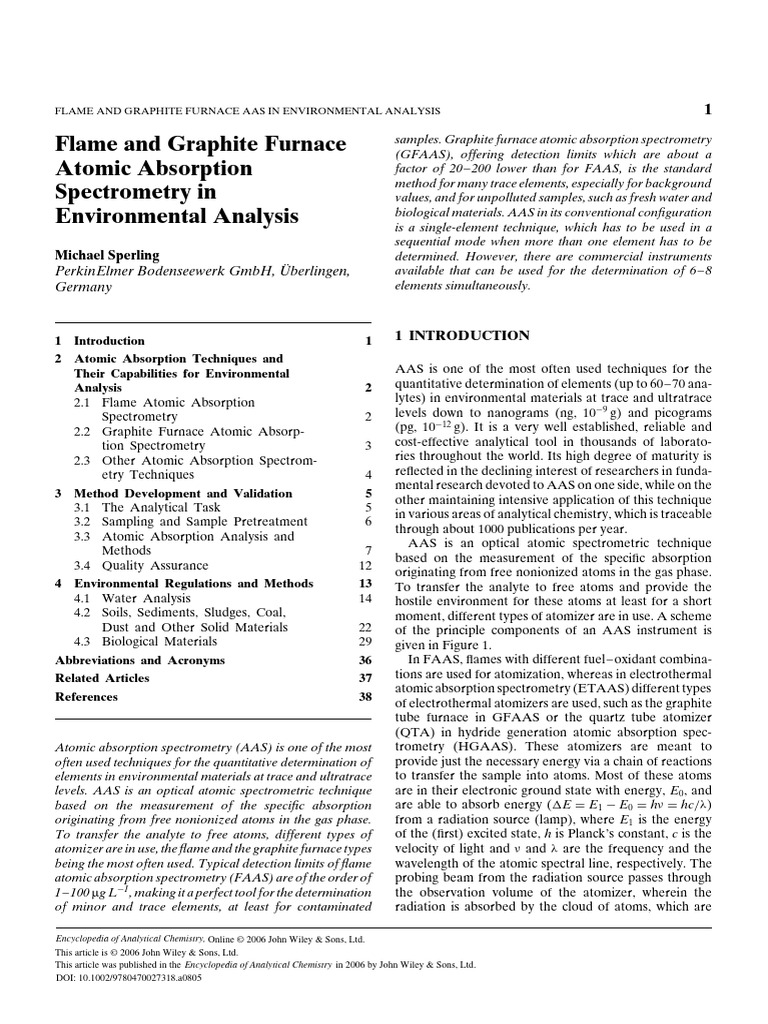 AAS Flame GF AAS LOD Perbandingan | PDF | Atomic Absorption ...