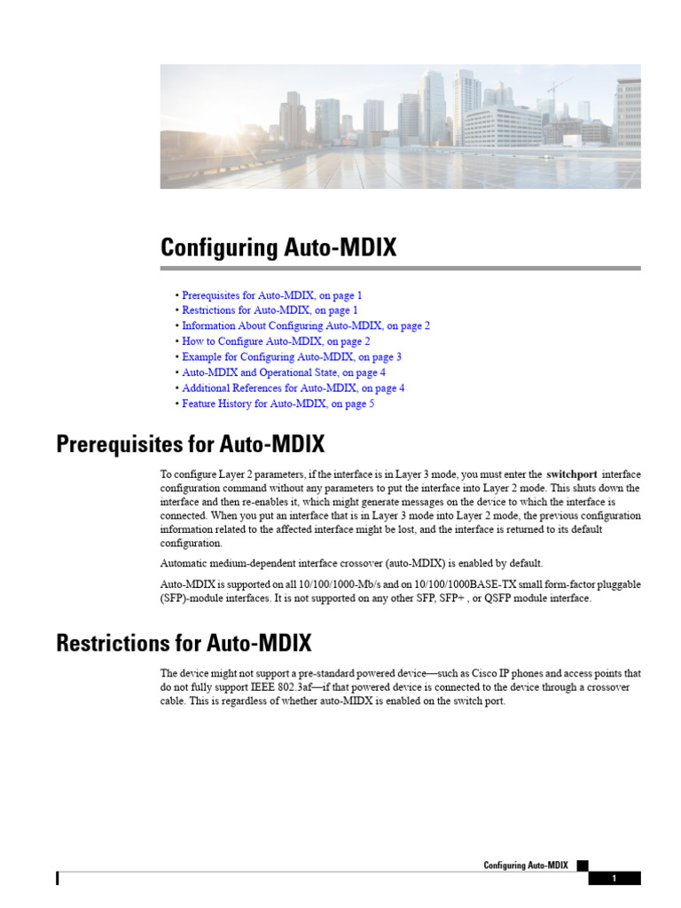 Configuring Auto Mdix | PDF | Network Architecture | Computer Standards