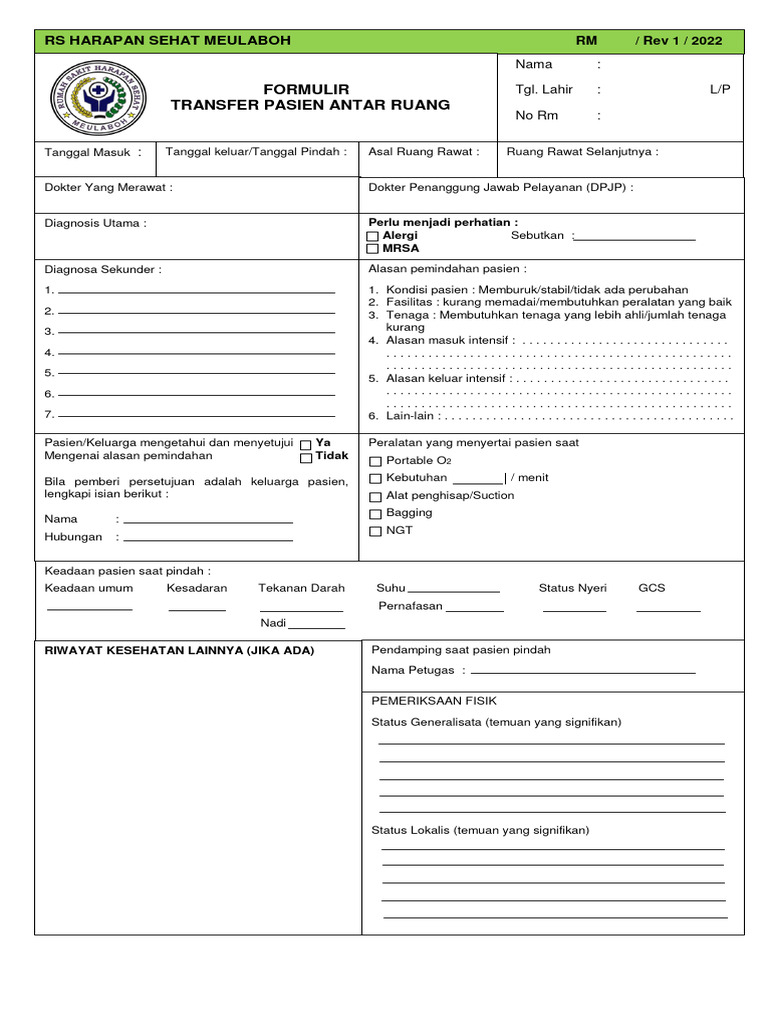 Formulir Transfer Ruangan | PDF