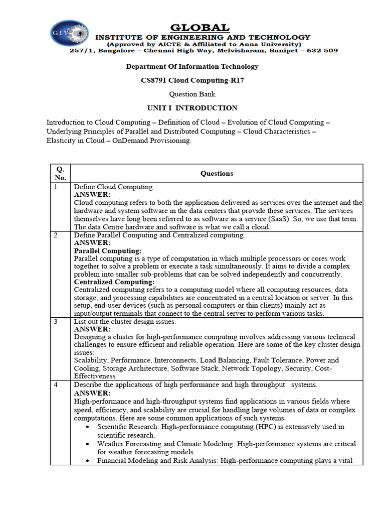 R17 Cloud Computing Question Bank | PDF | Cloud Computing | Virtualization