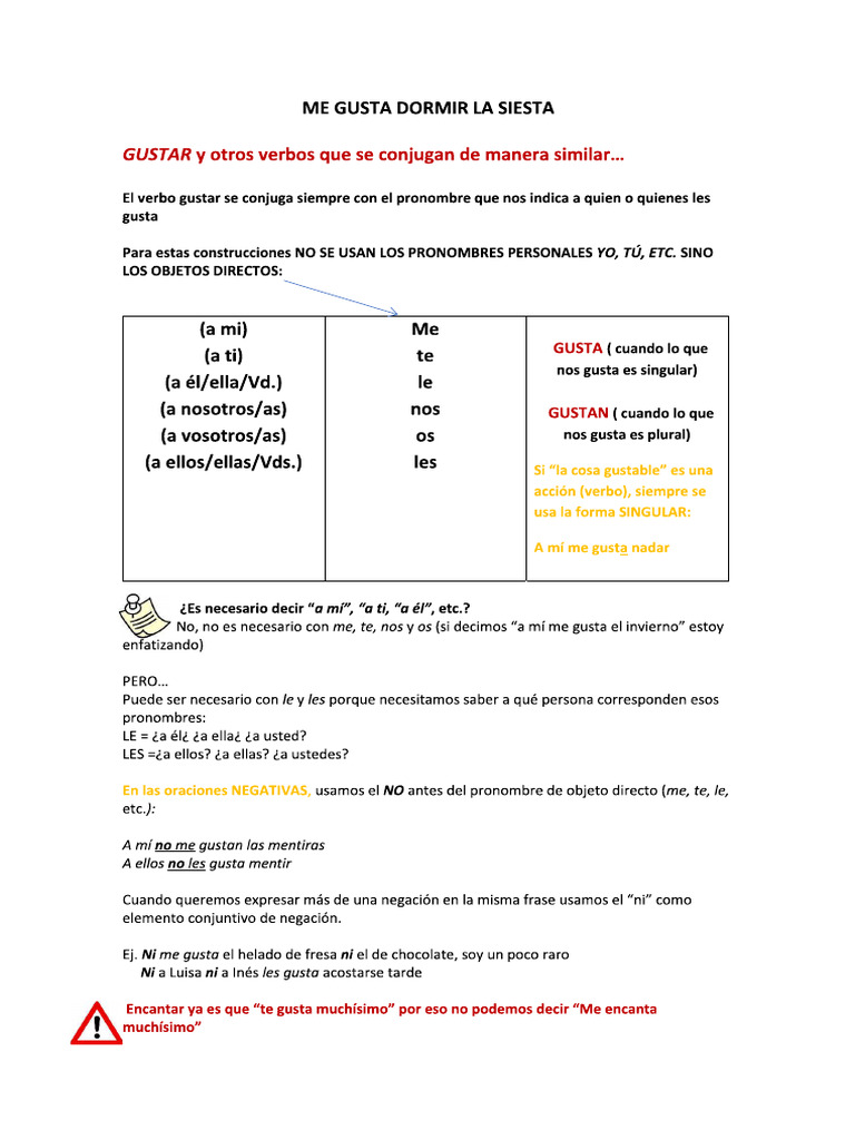 Ejercicio Verbo Me Gusta | PDF