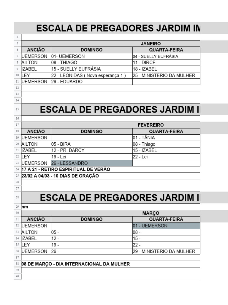 Planilha Escala | PDF