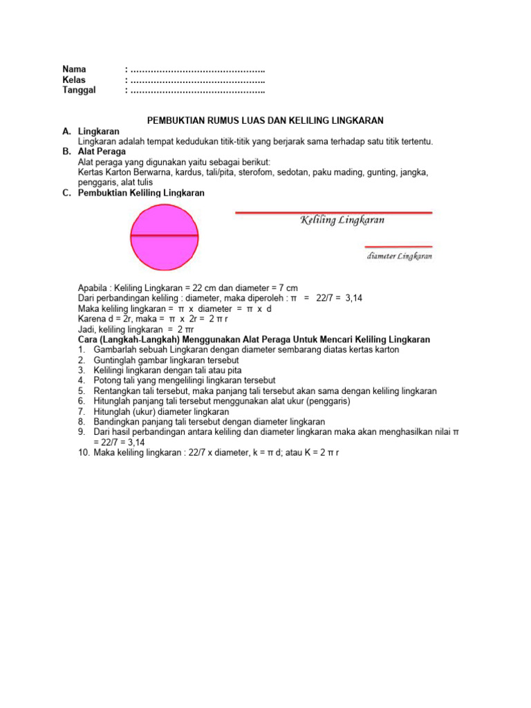 Pembuktian Rumus Luas Dan Keliling Lingkaran | PDF