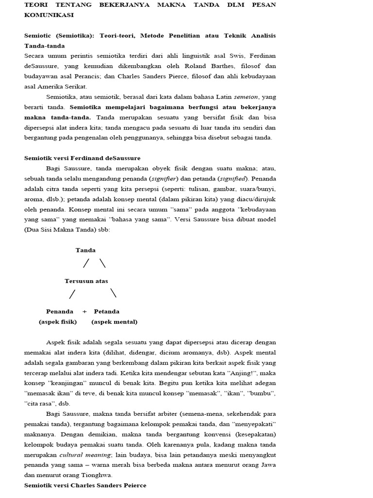 Teori Semiotika dalam Komunikasi Tanda | PDF