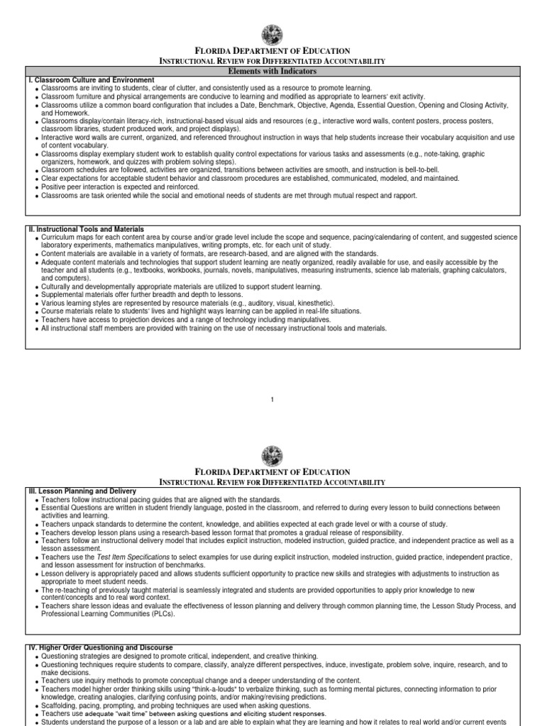 Classroom Environment Review Guidelines | PDF | Educational Assessment ...