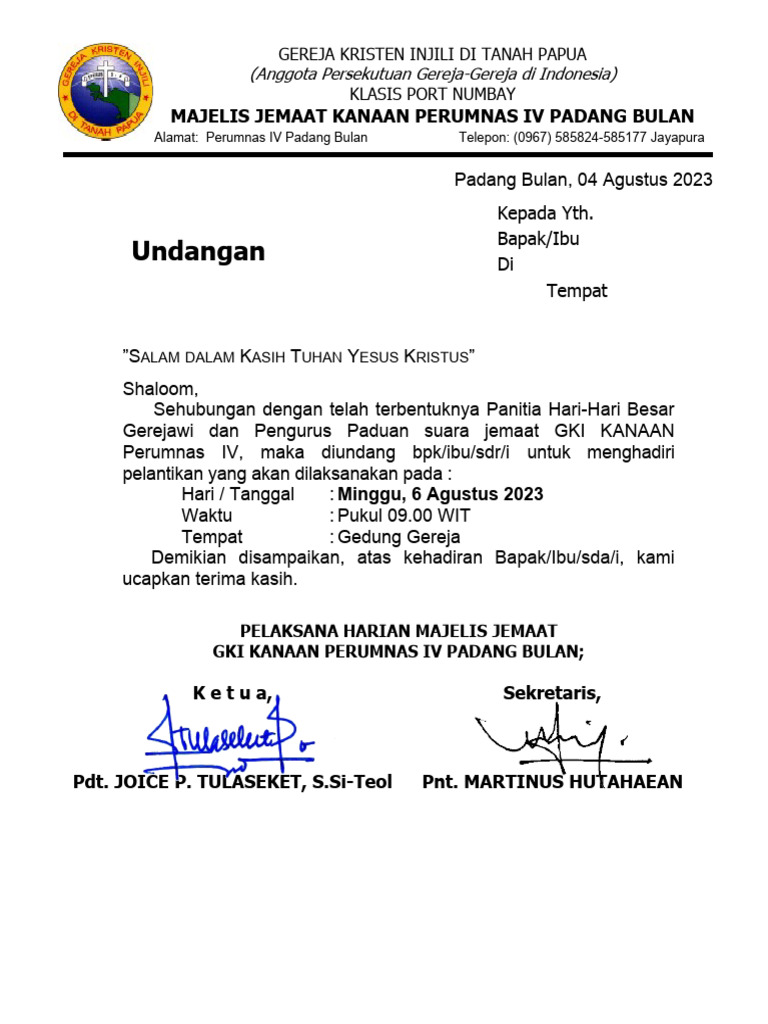 Undangan Pelantikan | PDF