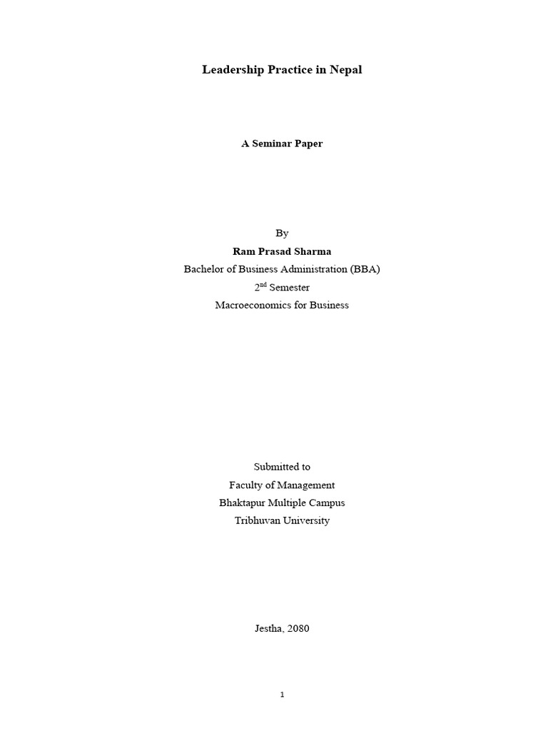 BBA Seminar Report Sample 2080 | Download Free PDF | Leadership ...