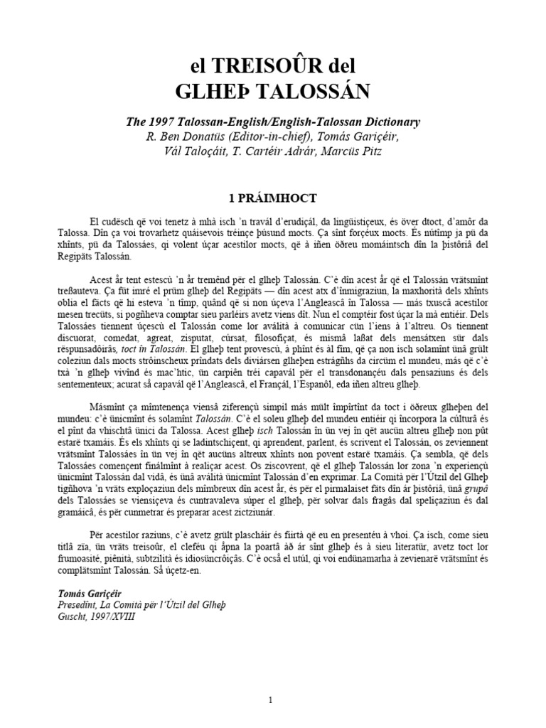 Talossan Phonology | PDF