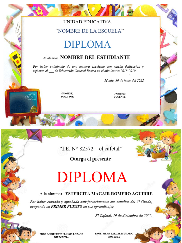 Diplomas Editables para Educación Básica | PDF