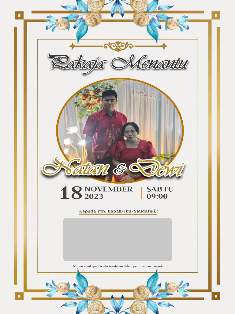 Undangan Pakaja Menantu Natan Dan Dewi | PDF