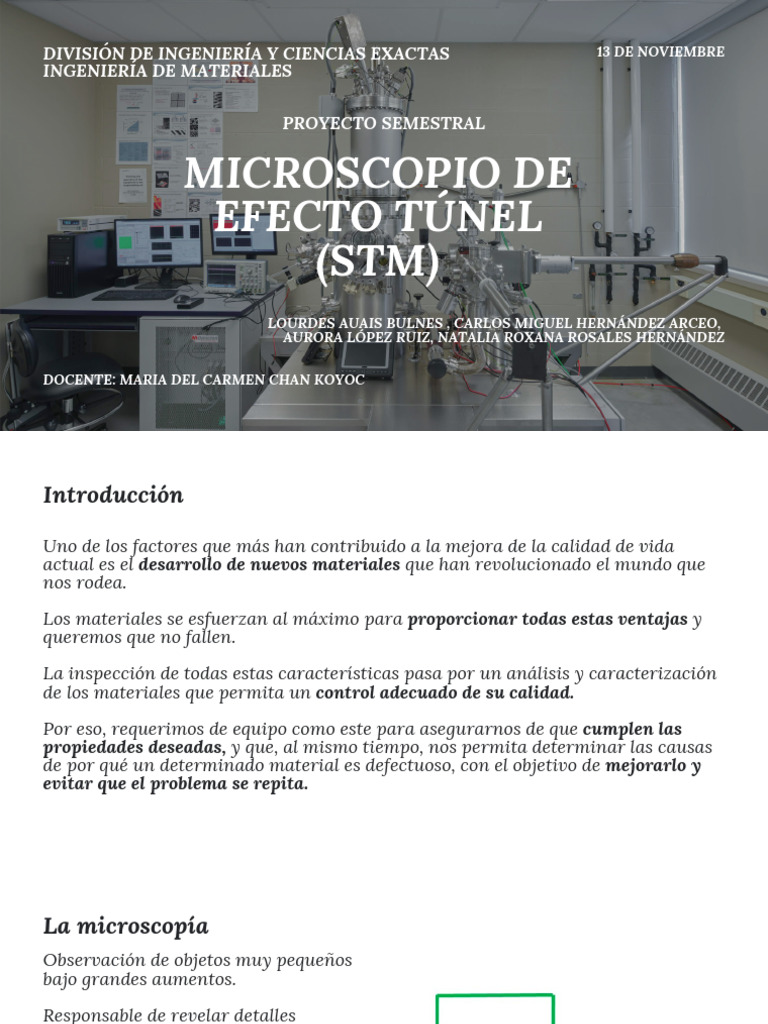 Microscopio de Efecto Túnel (STM) | PDF | Microscopio de efecto túnel | Corriente eléctrica