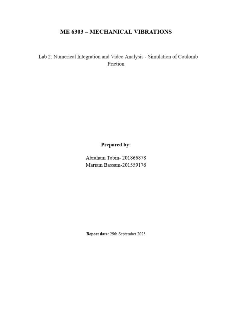 Vibration Lab 2 | PDF | Friction | Force