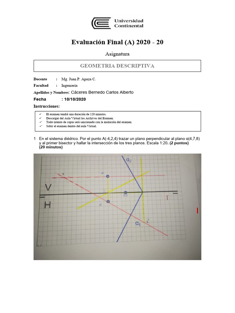 Examen Final Geometria Carlos | PDF | Perspectiva (Gráfica) | Dibujo