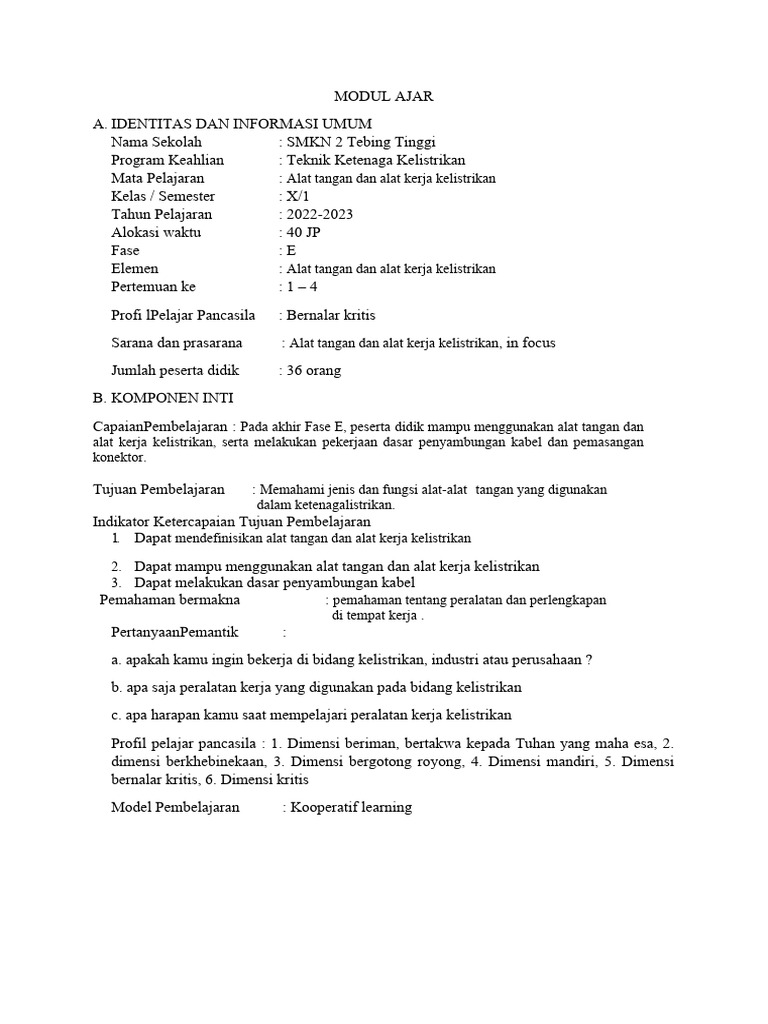 Modul Ajar Ketenaga Kelistrikan 7 | PDF Modul Ajar Ketenaga Kelistrikan 7 | PDF
