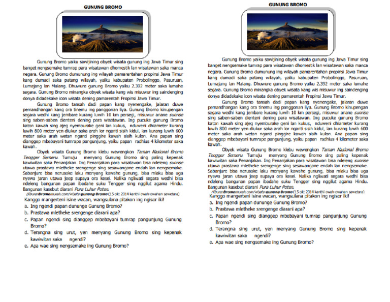 Basa Jawa Gunung Bromo | PDF