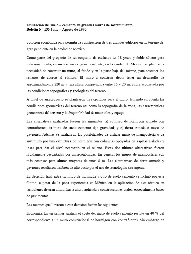 Muro Colado | PDF | Hormigón | Cemento